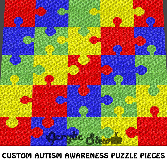 Custom Order Autism Awareness Puzzle Pieces crochet blanket pattern; c ...