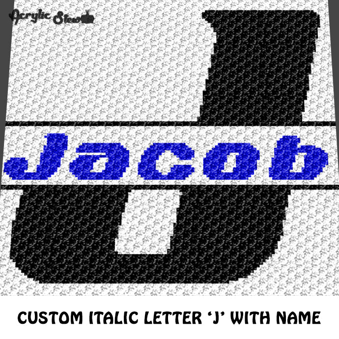Custom Personalized Letter 'J' and Custom Name crochet gragphan blanke ...