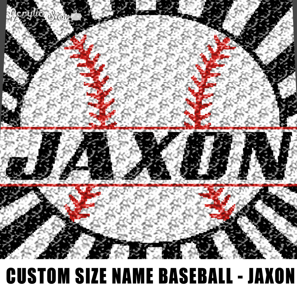 Custom Size Personalized Baseball Art With Name crochet graphgan blank ...