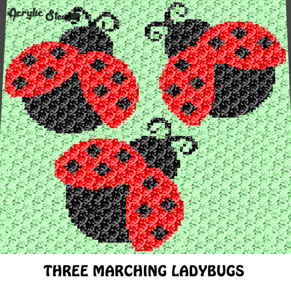 Three Marching Ladybugs Spring Animal Art crochet graphgan blanket pat ...