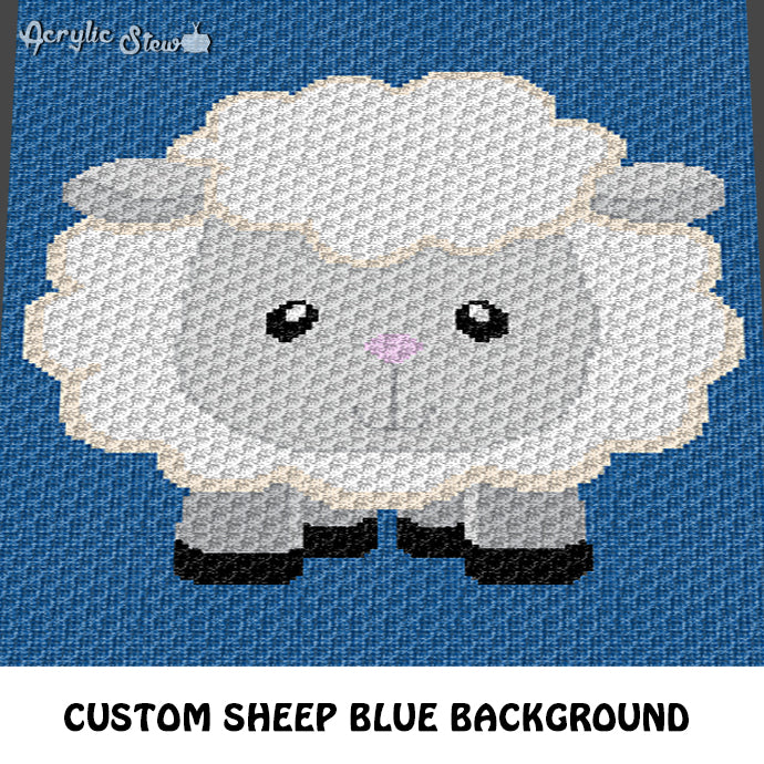 Custom Cute Little Sheep Navy Background crochet cushion pattern; c2c ...