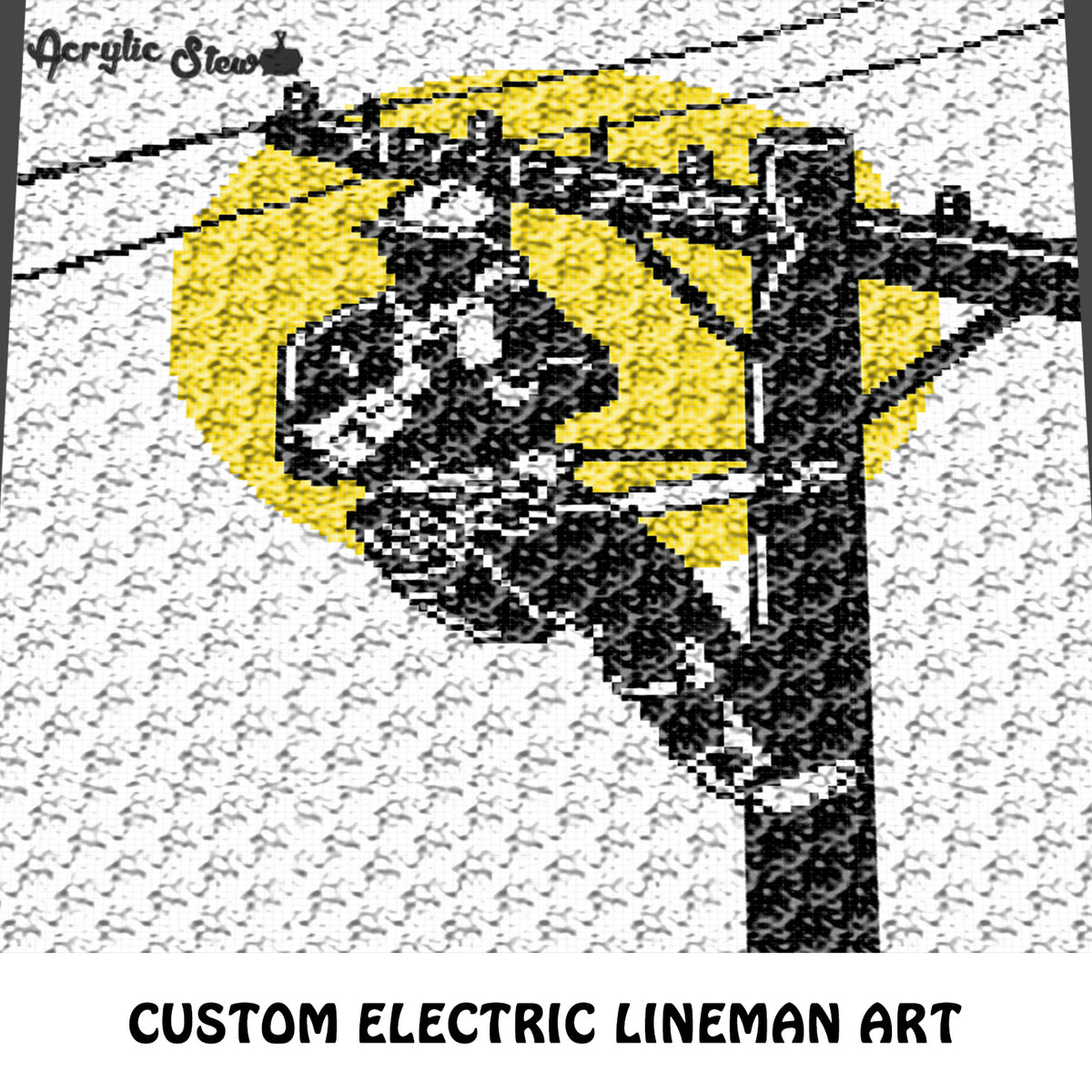 Custom Electric Lineman Tri Color Art crochet graphgan blanket pattern ...